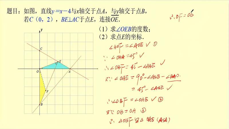 八年级数学:一次函数45°角构全等2.2