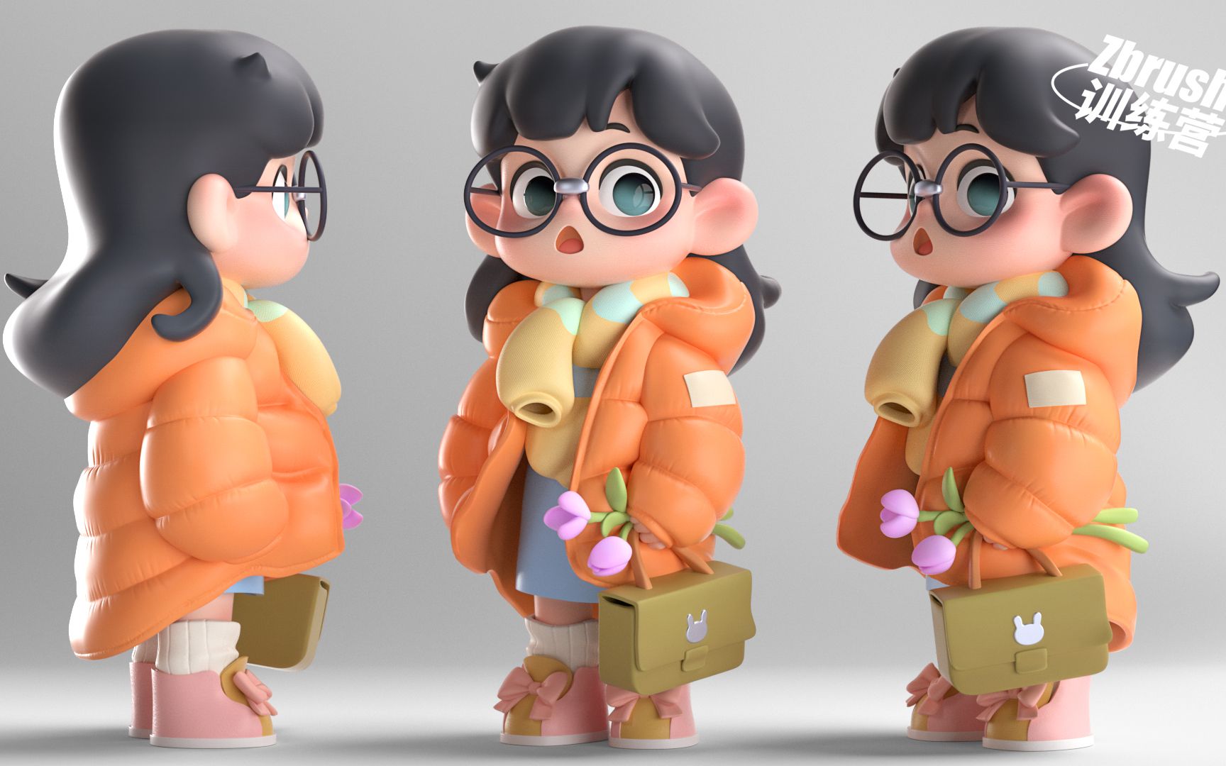 【Zbrush教程】羽绒服女孩制作流程