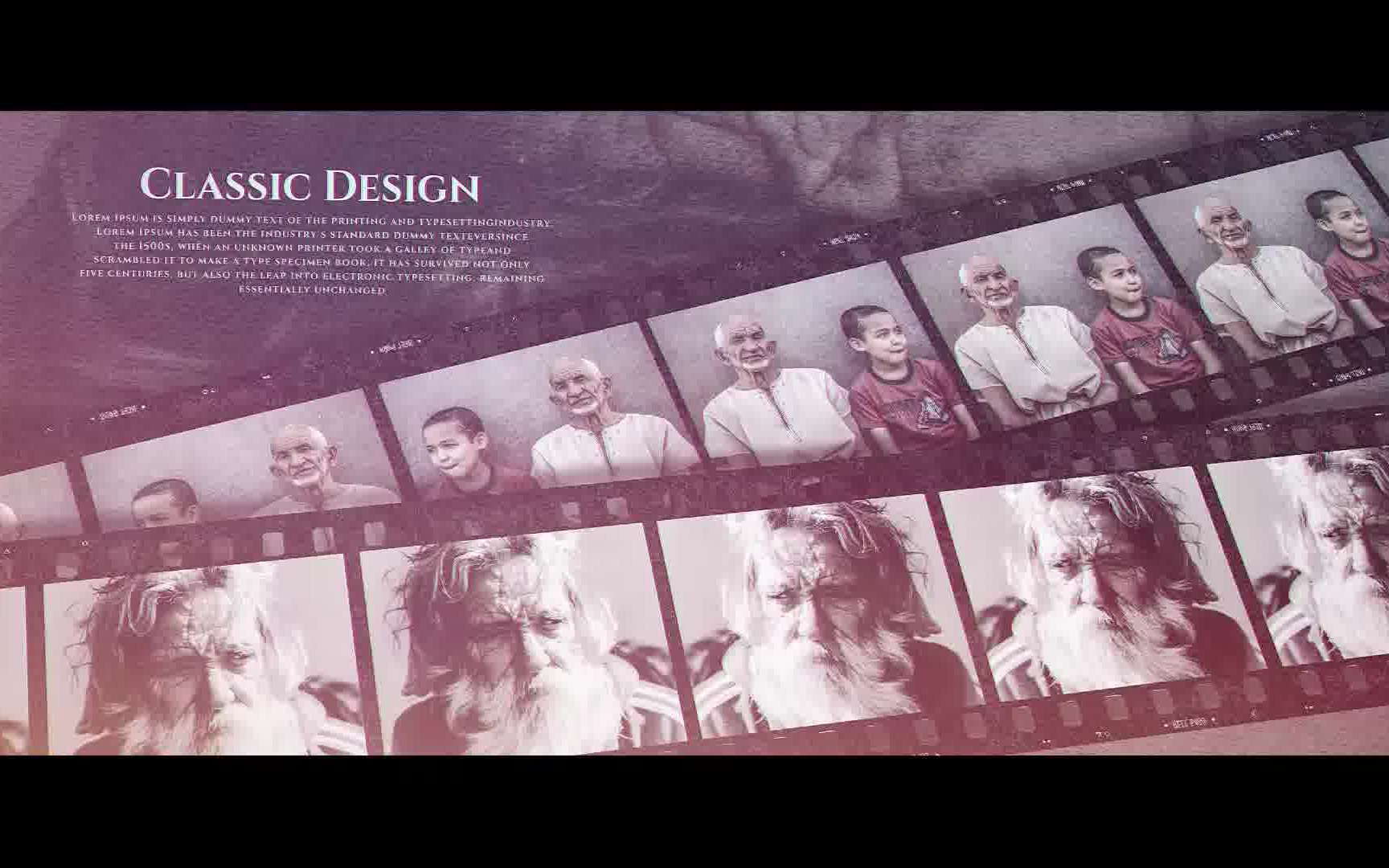 AE模板-电影胶片展示效果的复古做旧效果的公司历年事件记录重大...