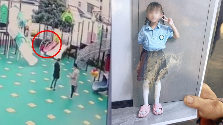 女童幼儿园玩滑梯摔倒身亡监控曝光!家属:同学叫了老师但没听到