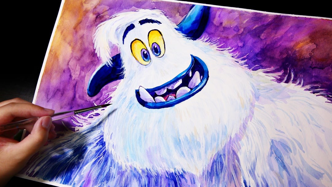 三分钟学画画 第16集 可爱水彩小脚怪