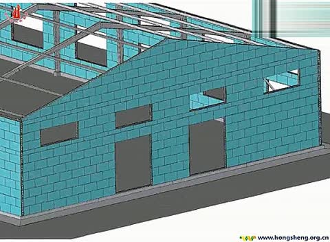 鸿盛EPS模块钢结构工业建筑节能体系工程施工示意
