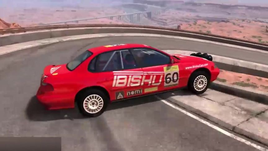 前方是坑洼的路面 司机刹车不及时翻车 拟真车祸模拟