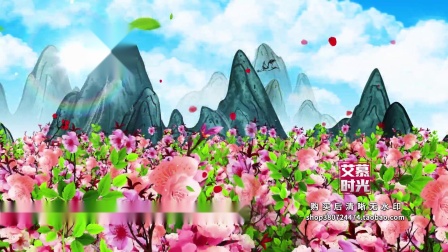 ...桃花4K春天桃花唯美花海古典舞蹈晚会舞台 LED大屏幕背景动态视频...