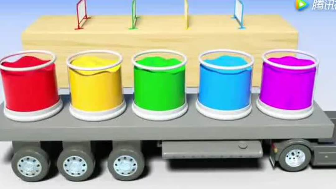 儿童益智早教动画:拖拉机爱洗彩虹澡变颜色