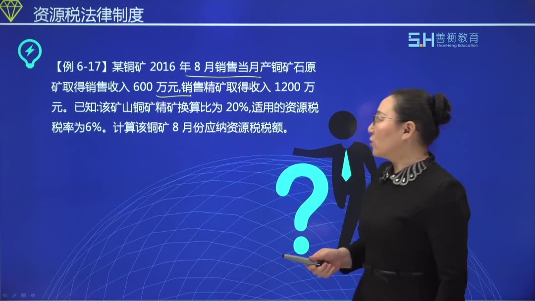 129初级经济法-第六章 第七节 资源税应纳税额的计算1