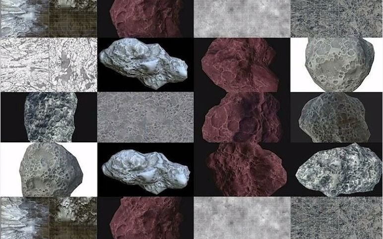 3D C4D FBX OBJ STL 打印模型太空宇宙行星石头陨石三维素材