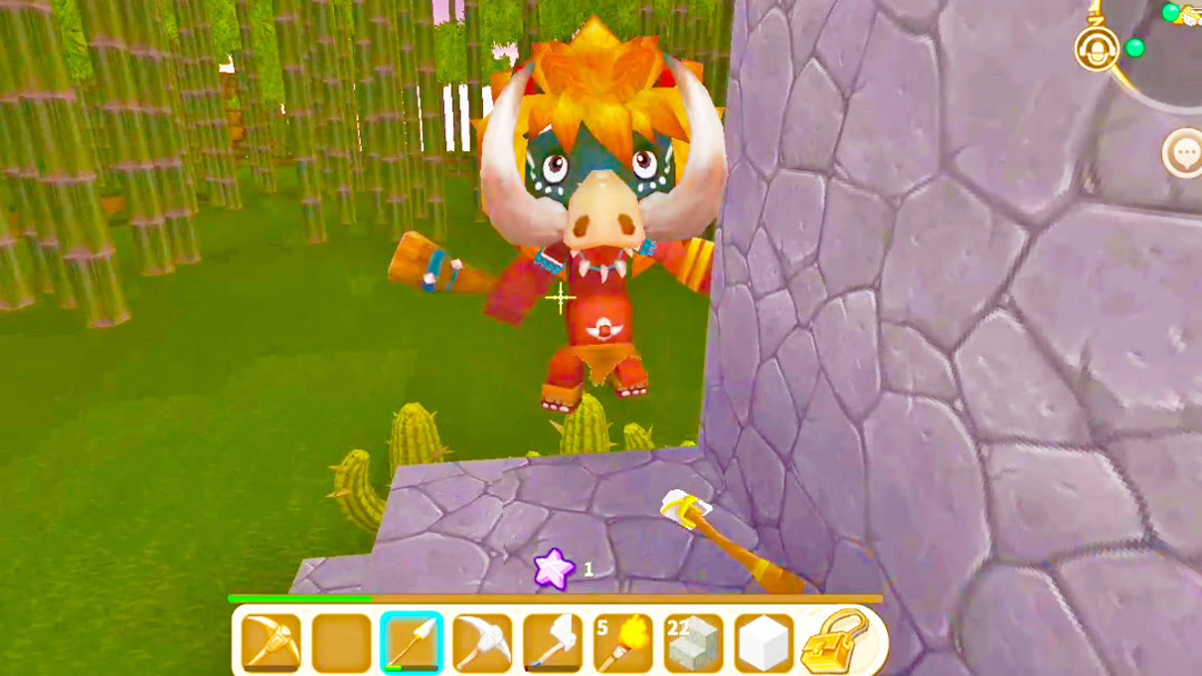 迷你世界多人生存:桃花源房子用竹板做围墙,绿色房子小清新