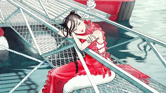 日本插画师用软件绘制的一幅人物插画作品!造型个性色彩简洁!