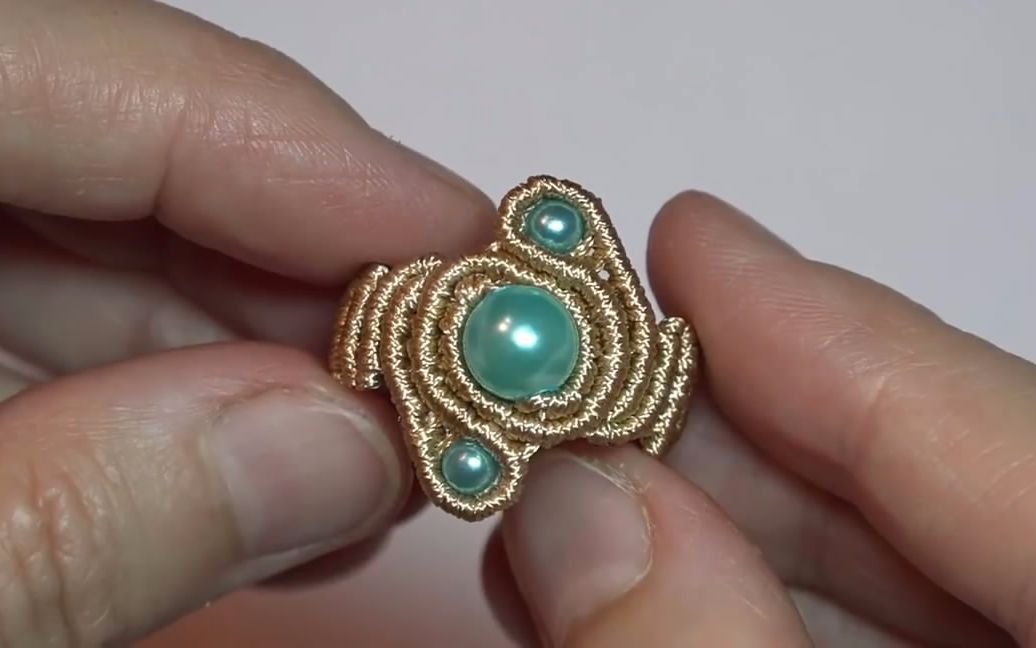 「DIY绳编教程」珍珠戒指的手工编织方法(步骤2-1)