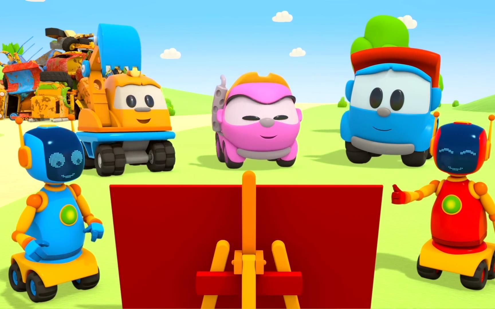 工程车动画片大全 小汽车们修建一座假山喷泉真的是太棒了!