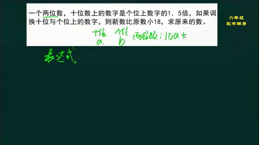 六年级应用题:变换个位和十位数字位置,求原数(学浪计划)