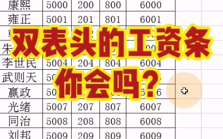 双表头的工资条,你会制作吗?