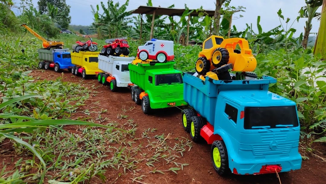 工程车要怎么装下挖掘机、翻斗车和消防车玩具呢?