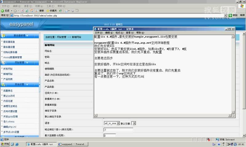 easypanel配置iis 6.0插件开空间视频教程