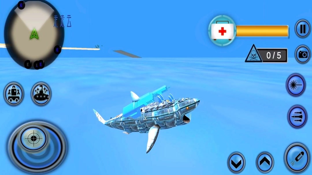 机器人战斗模拟,鲨鱼机器人一张大嘴,咬破敌方潜水艇