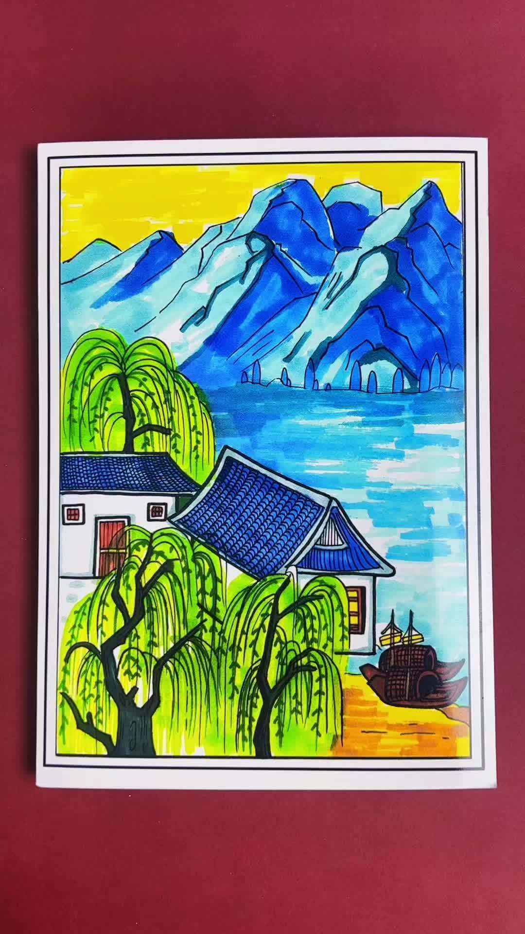 范画|马克笔手绘风景建筑绘画,每幅都美得不像话!