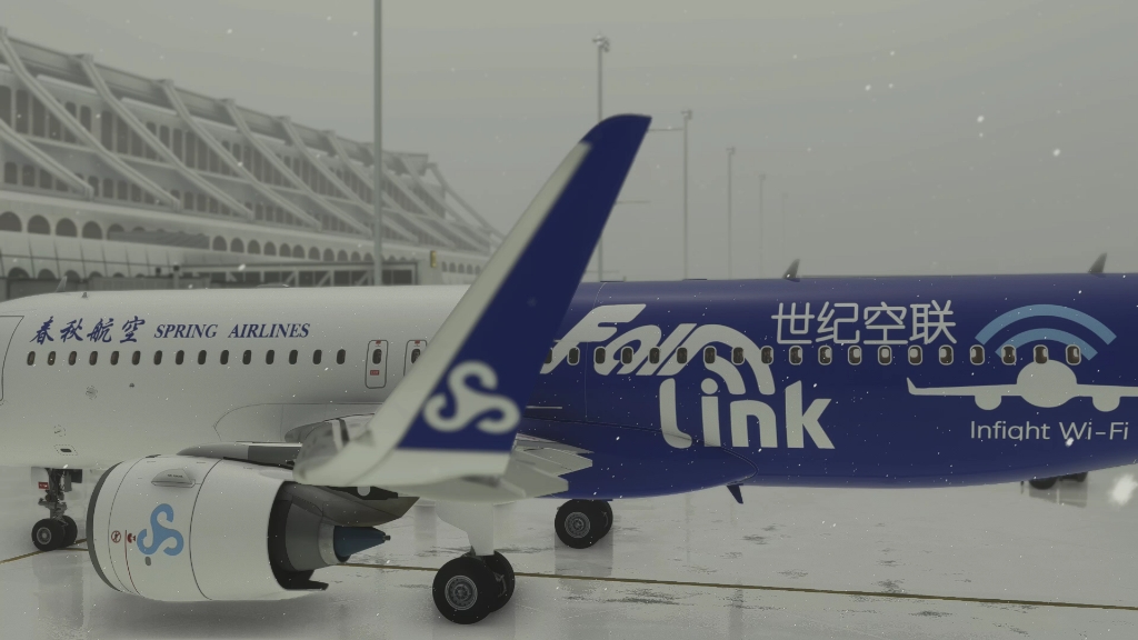 《微软模拟飞行2020》个人自制涂装春秋航空“世纪空联”号