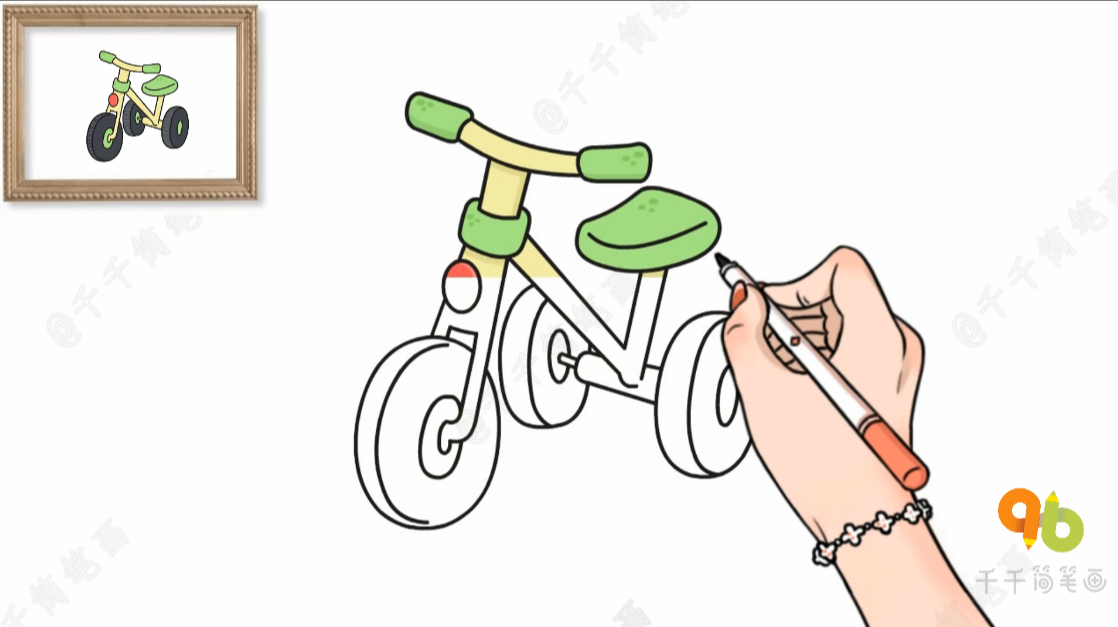 幼儿简笔画,儿童脚踏三轮车怎么画?
