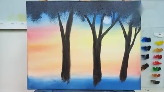 黄昏森林,新手的福音,油画基础教程示范