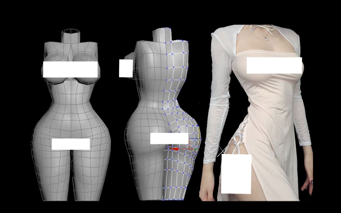 【3Dmax建模】教学新手布线制作人体建模,小蛮腰大长腿,肤白貌美流...