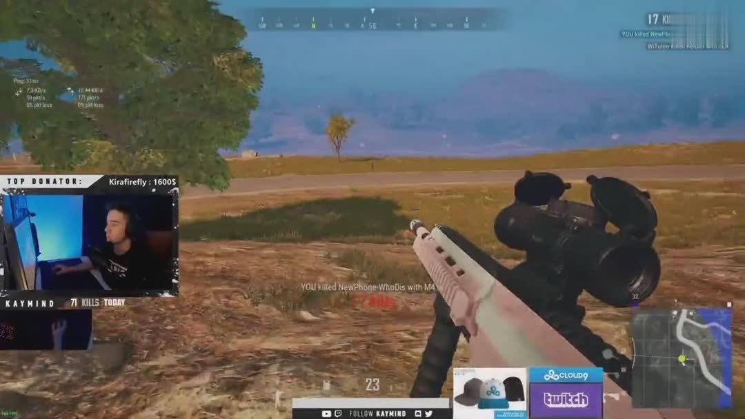 绝地求生C9.Kaymind(没人能在他的MK-14幸存)单排22杀吃鸡!