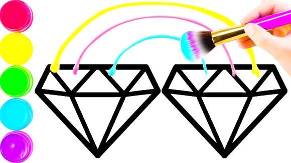 简笔画画彩虹和钻石形状等,边涂色边学习颜色,绘画教程
