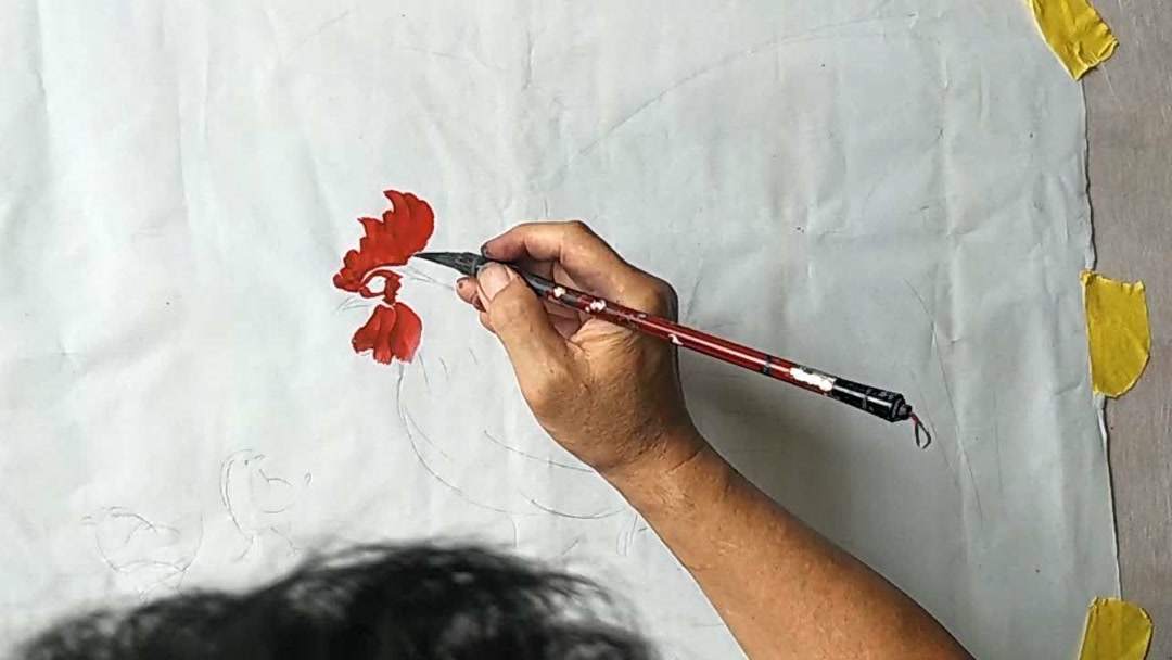 国画教程:大师展示公鸡绘画全过程,用笔灵活,层次感强!