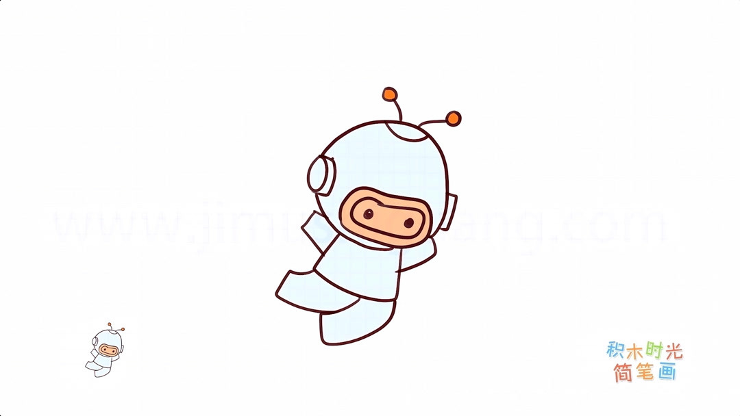 人物简笔画教程,Q版宇航员宝宝简笔画