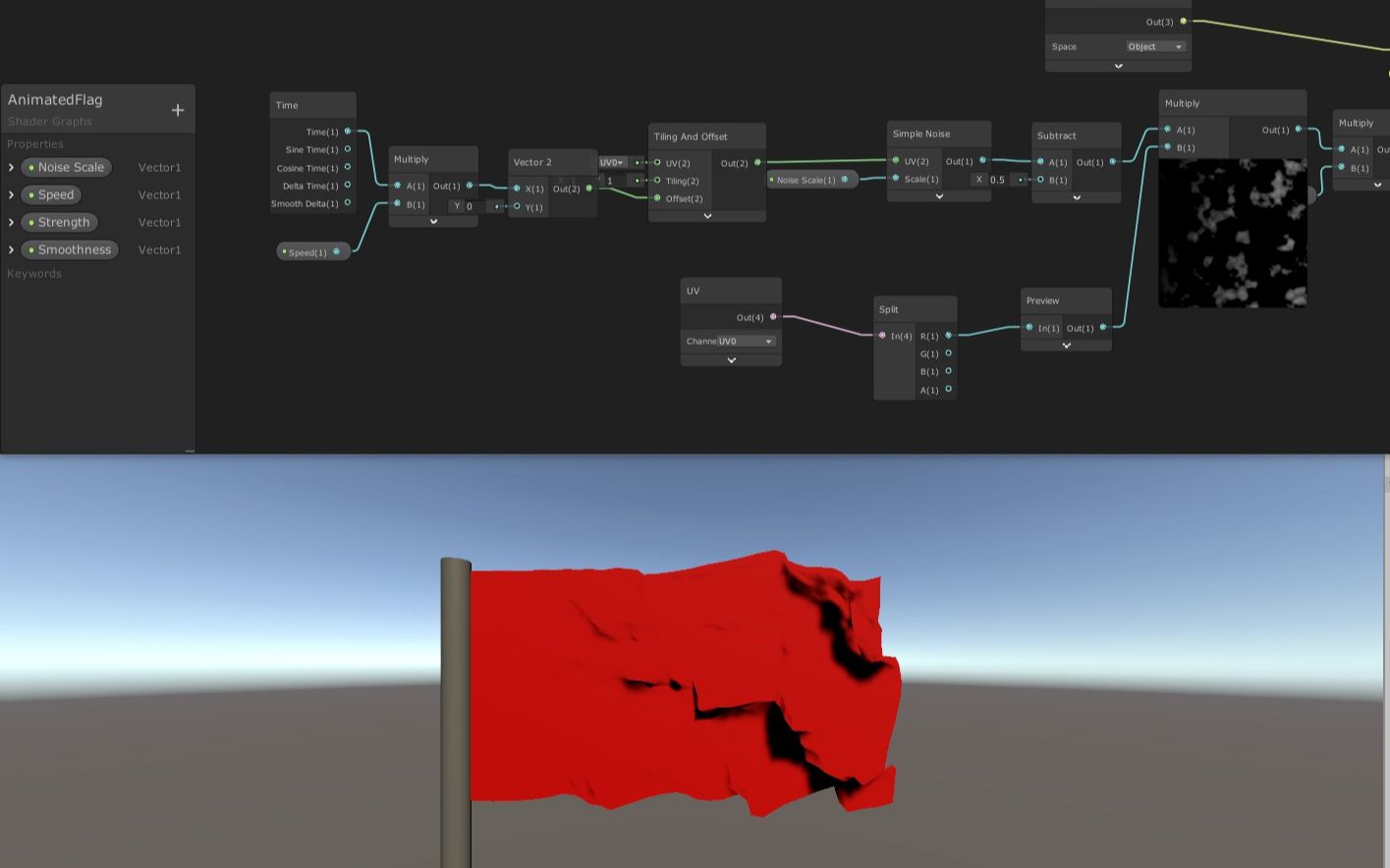 ShaderGraph制作红旗飘扬效果