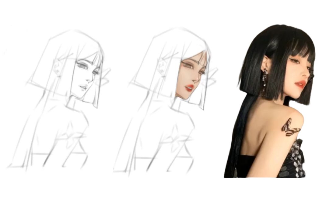 【ps厚涂教程】板绘厚涂写实头像,从一步一步线稿画起,到上色技巧...