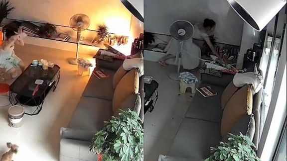 女子在家充电时,充电器突然爆炸起火,女子随后举动网友不淡定了