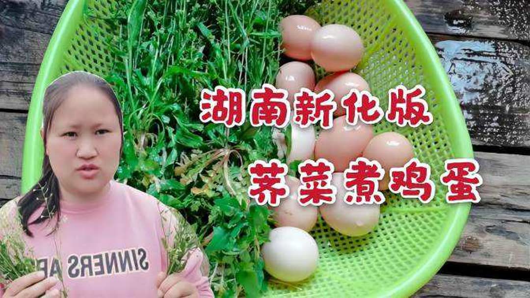 湖南娄底吃地菜煮鸡蛋,农村媳妇煮一大锅,好吃