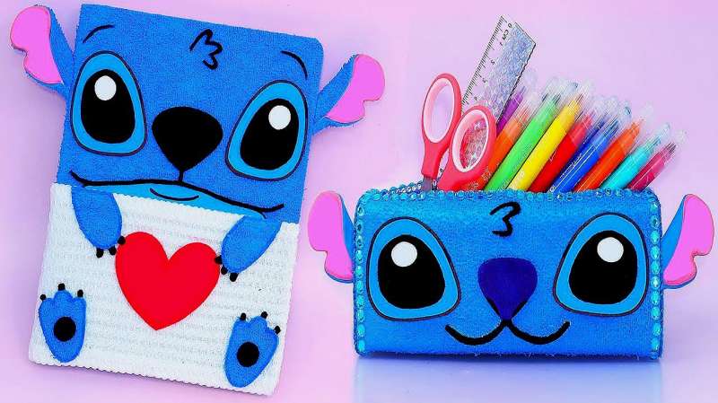 手工制作史迪仔书皮和文具袋,一起看看如何制作吧!