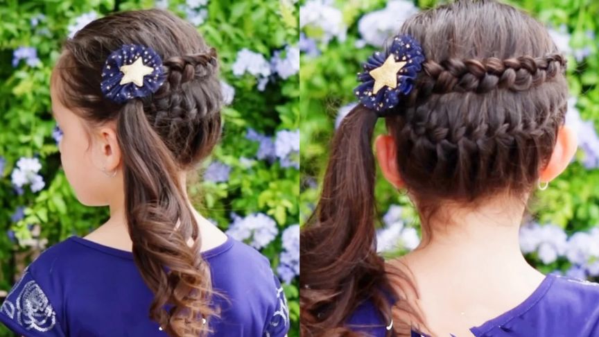 儿童编发:儿童节表演日小公主俏皮可爱的发型,小女孩斜马尾编发