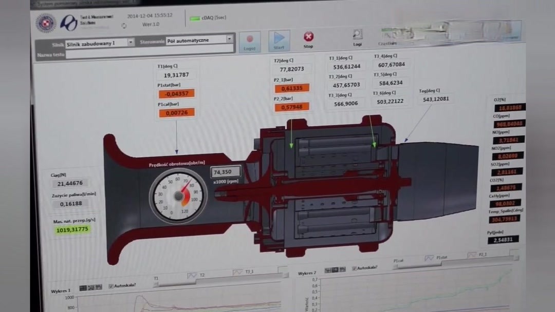 试验台上的空气发动机,见识数据采集测试