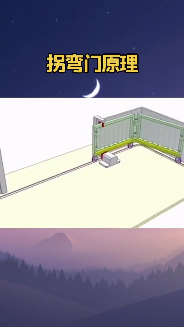 拐弯门原理,机械设计,三维建模