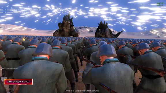 史诗战争模拟器:5000个士兵能打败2条哥斯拉 要是有20条哥斯拉