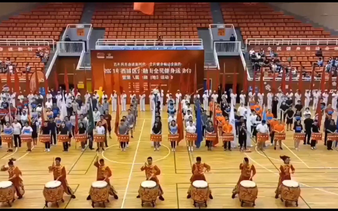 北京运动会开幕式战鼓助威表演传统鼓舞演出北京开场鼓表演