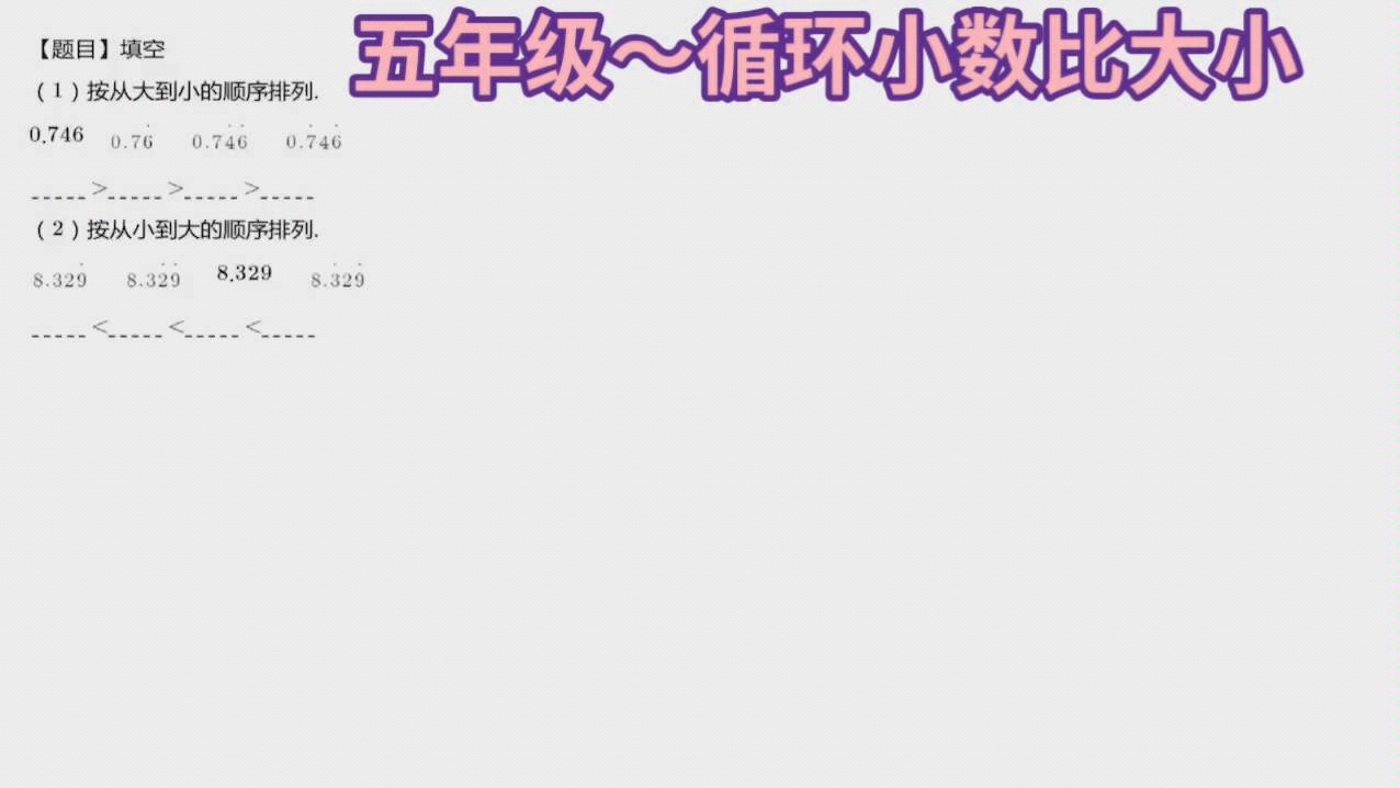 五年级～循环小数比大小