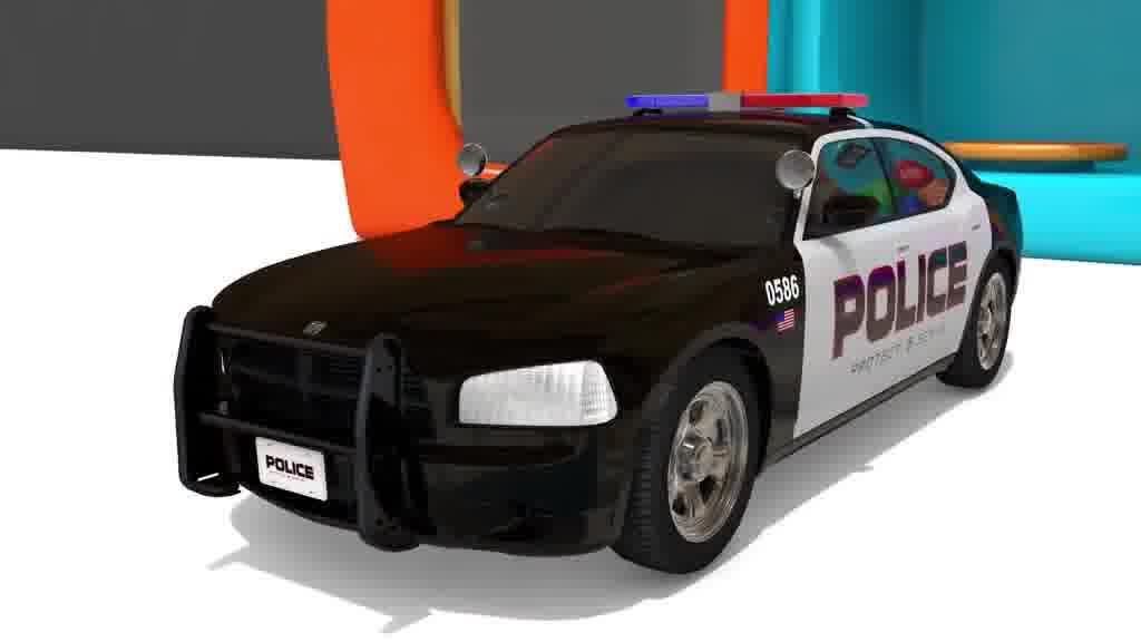 开动脑筋组装挖掘机和警察,宝宝益智开心早教动画