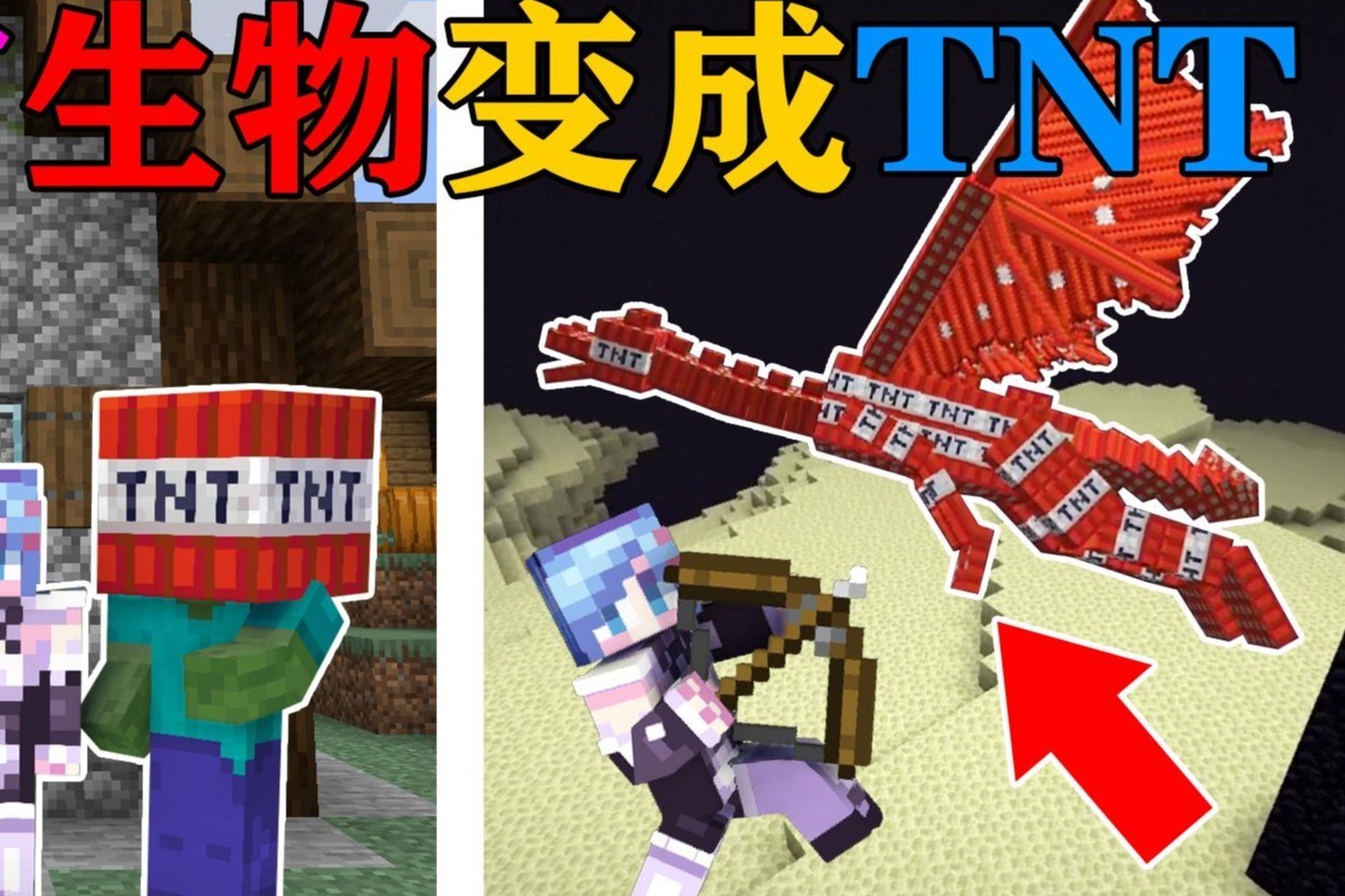 我的世界:生物变成TNT追杀你?末影龙变成了TNT龙发射炸弹