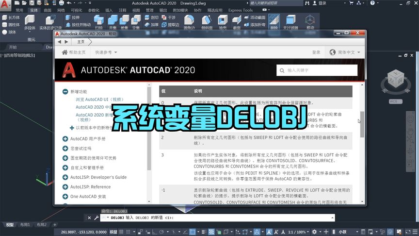 系统变量DELOBJ