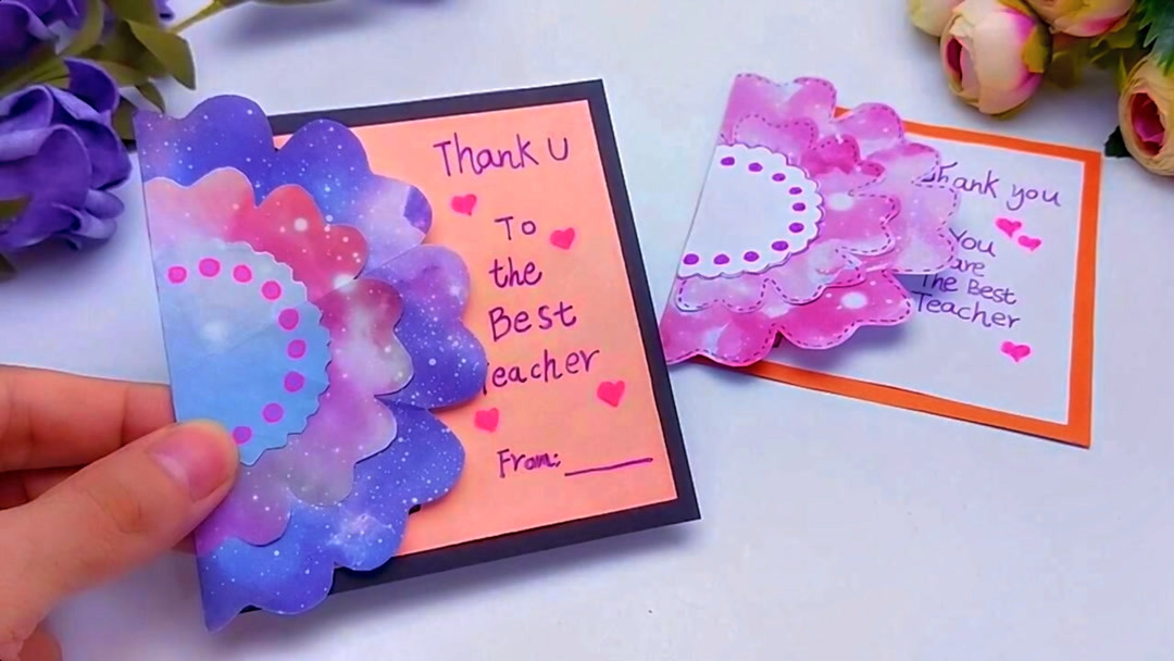 来自制教师节花朵贺卡,立体漂亮老师收到直夸奖,赶紧动手做一张