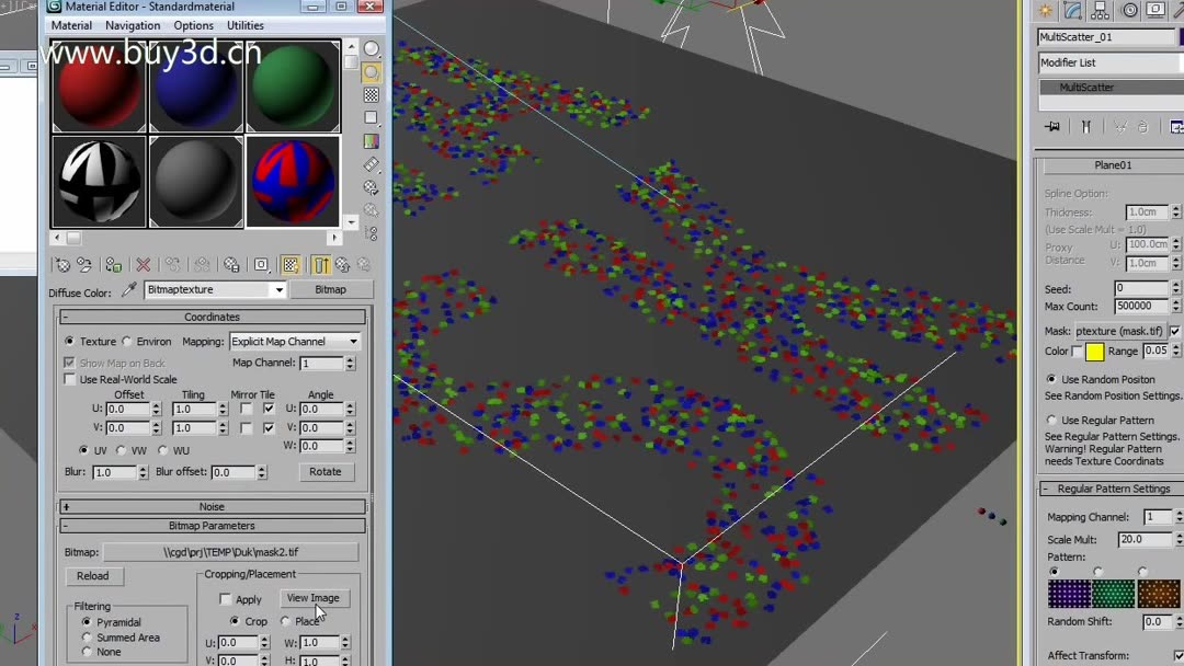 MultiScatter 教程用颜色和贴图控制分布