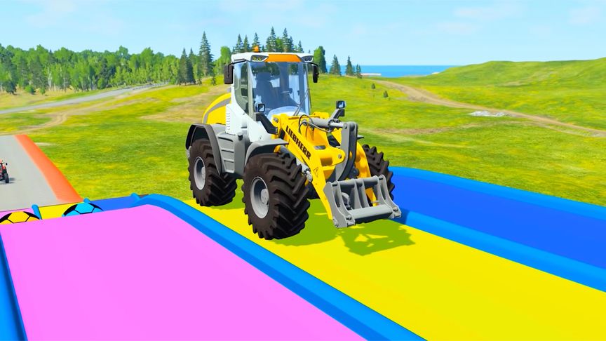 儿童拖拉机玩具车动画,绿色的推土机动画,幼儿益智动画片大全