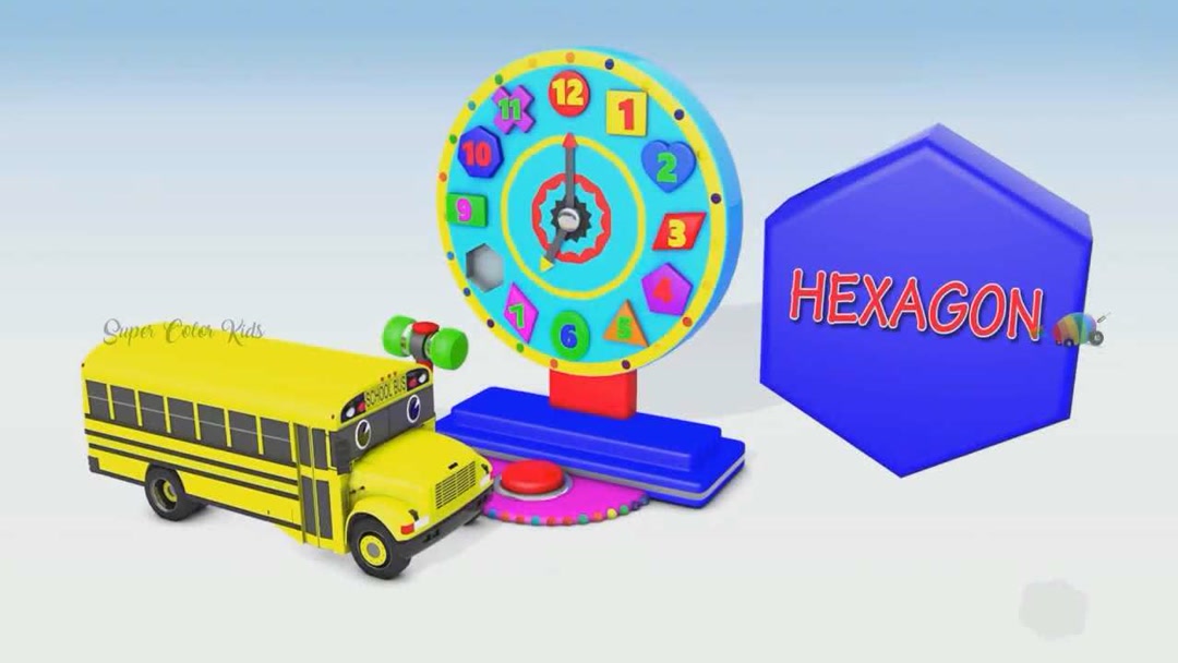 幼儿益智启蒙:通过校车和时钟认识数字和形状