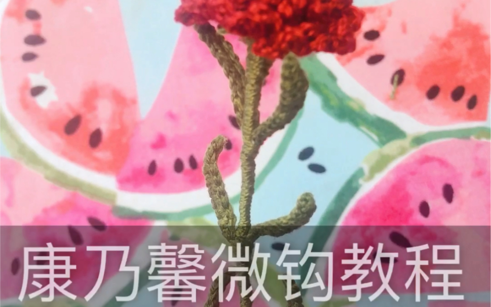 康乃馨微钩编织教程