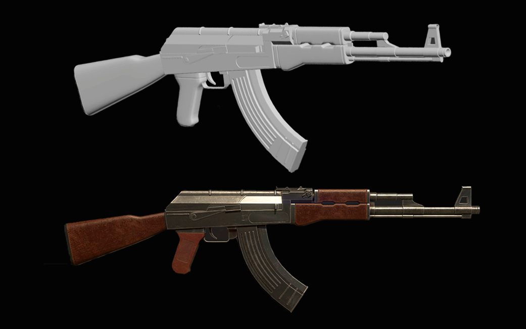 10小时学会AK步枪模型制作!3dmax零基础全流程教程,从低模到细化、...