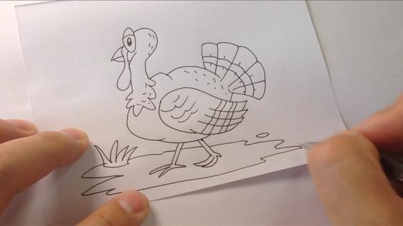 儿童学画画基础入门,简笔画教程视频,感恩节火鸡的画法(4)